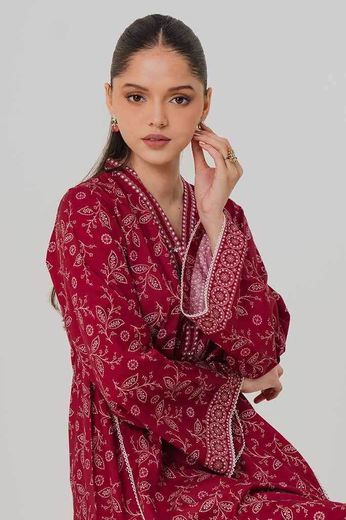 RASPBERRY BLUSH-2 PIECE LINEN PRINTED SUIT